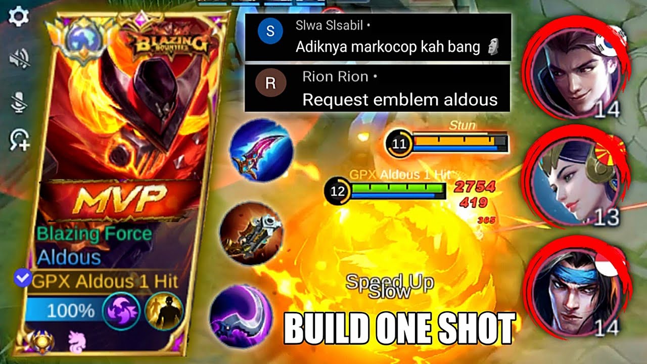 ONE SHOT😱 | EMBLEM & BUILD ALDOUS TERSAKIT 2023 | ALDOUS BEST BUILD ...