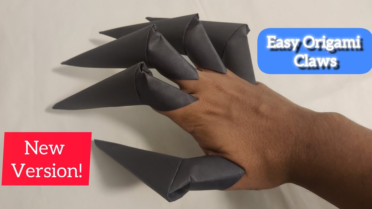 Easy Origami Claws | New Version | paper weapons | paper toys | art and ...