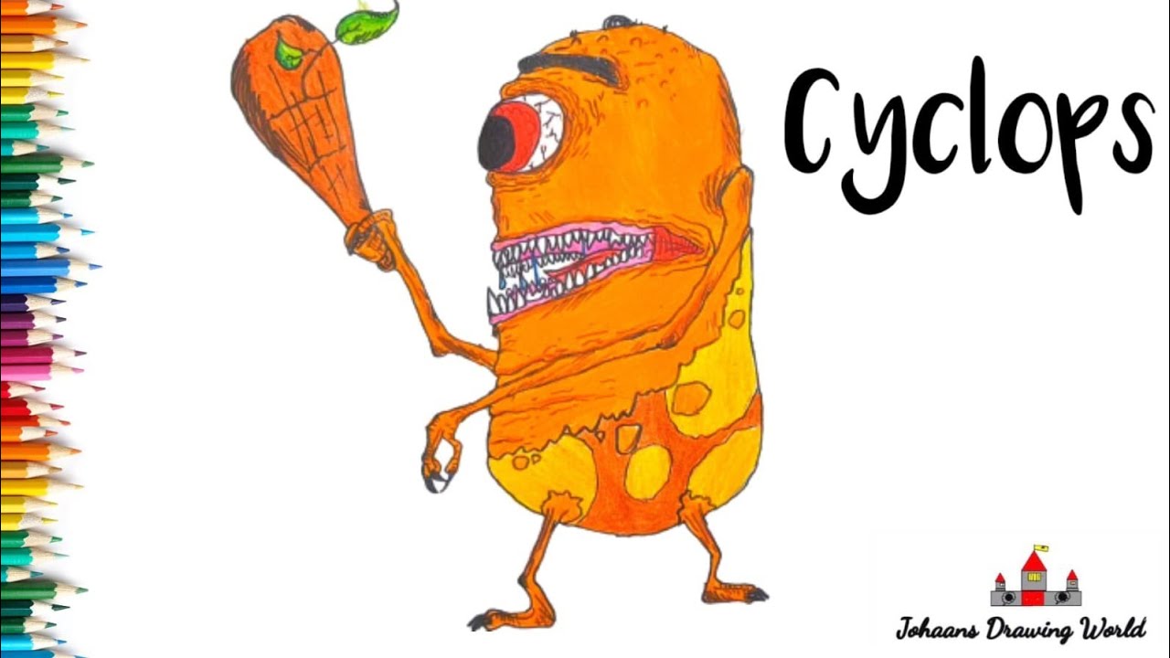 How to draw cyclops cartoon character | Easy drawing for kids #cyclops ...