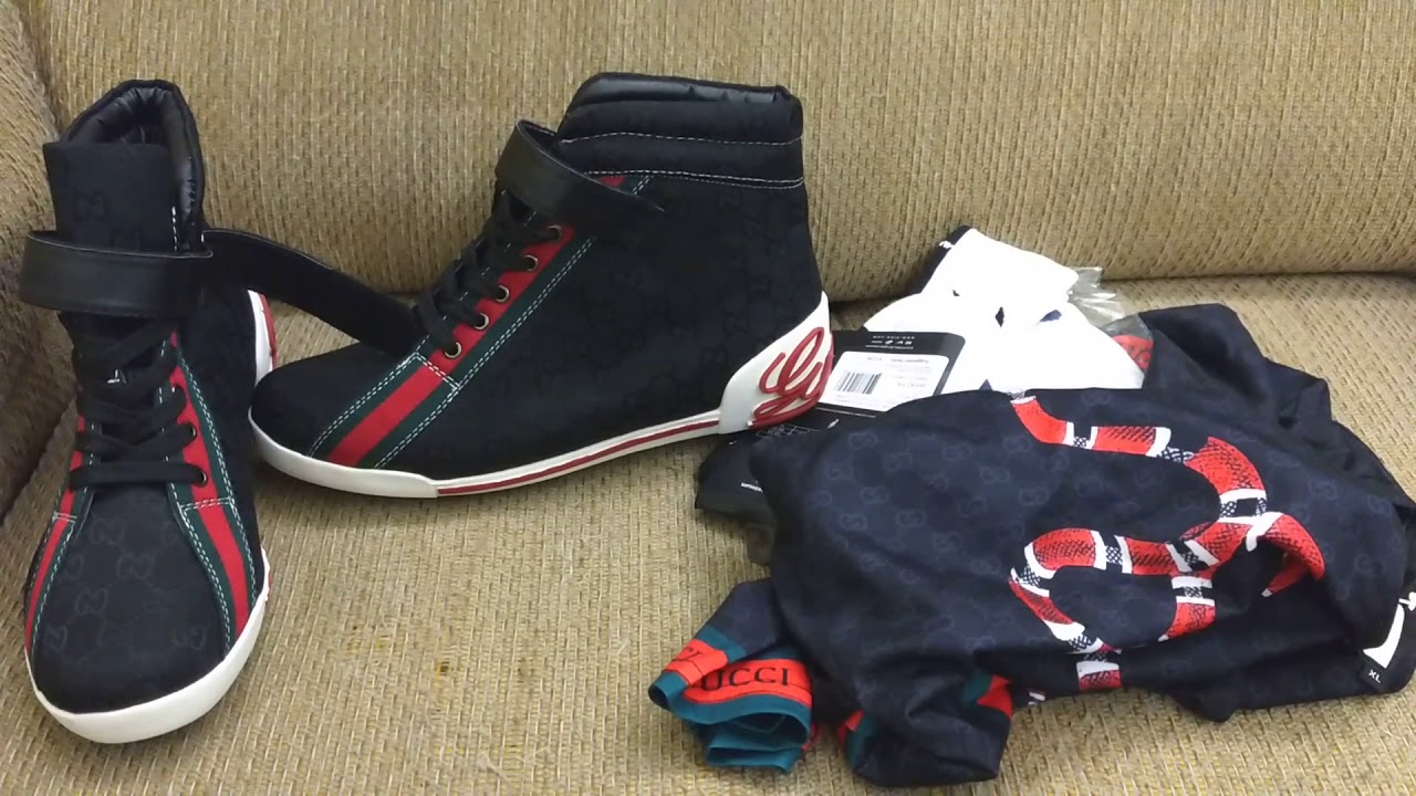 Compra do site Ioffer, bota Gucci, meias NIKE, camisa Gucci. Fretes ...