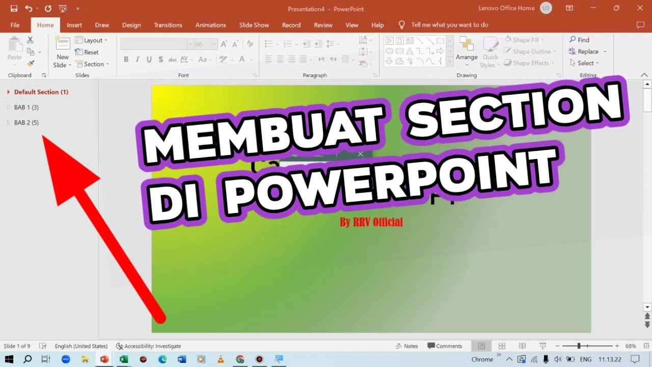 Cara Menambahkan Section / Membuat Section Pada Slide Powerpoint - YouTube