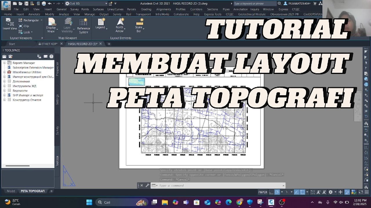 TUTORIAL MEMBUAT LAYOUT PETA TOPOGRAFI MENGGUNAKAN APLIKASI CIVIL 3D - YouTube