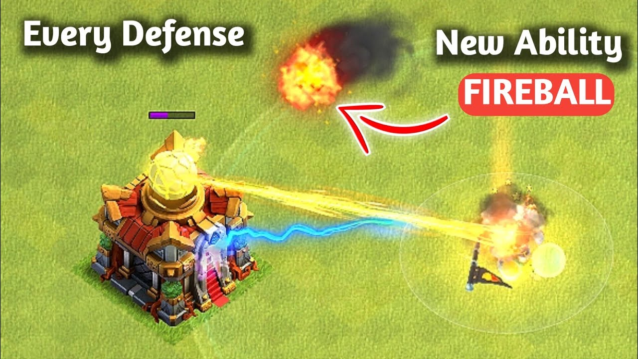 New Fireball Ability Vs Every Max Defense|Grand Warden|Clash of clans ...
