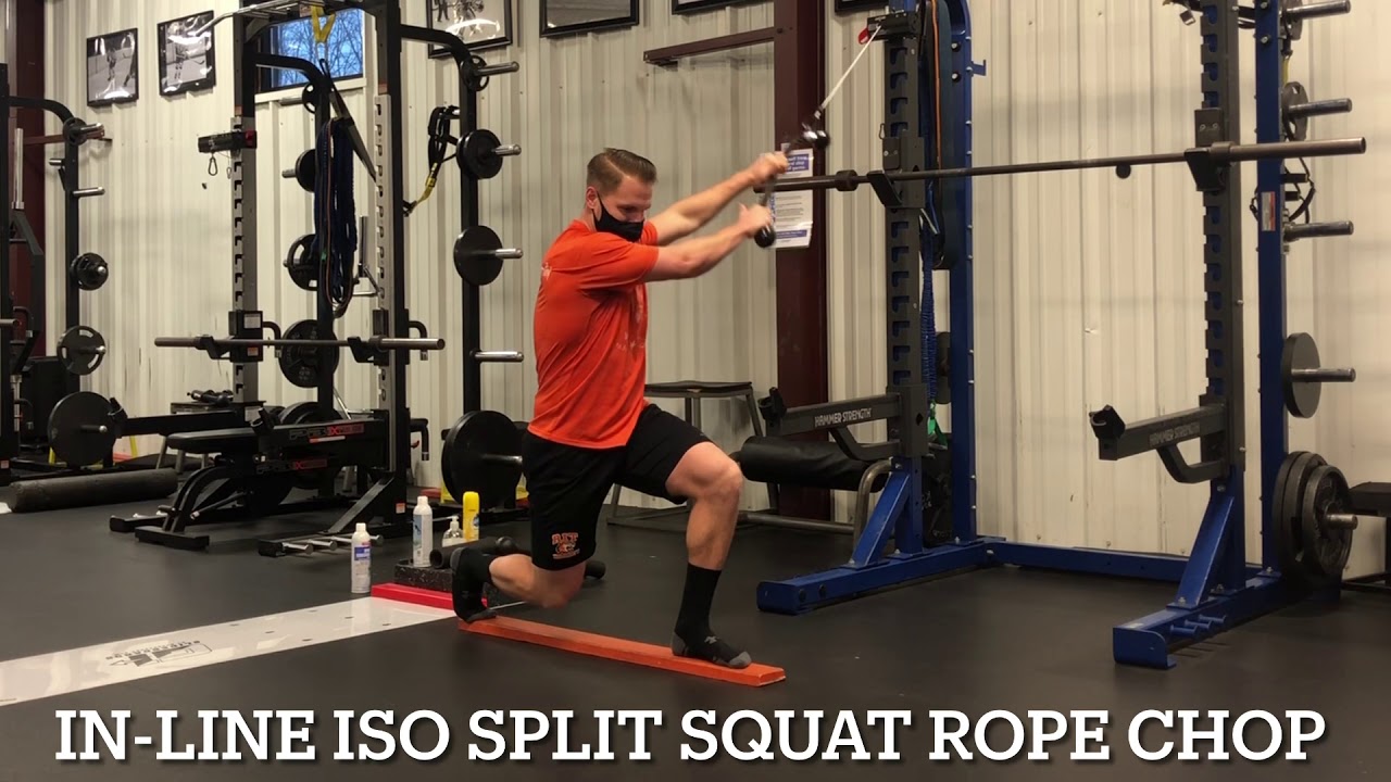 In-Line Iso Split Squat Rope Chop - YouTube