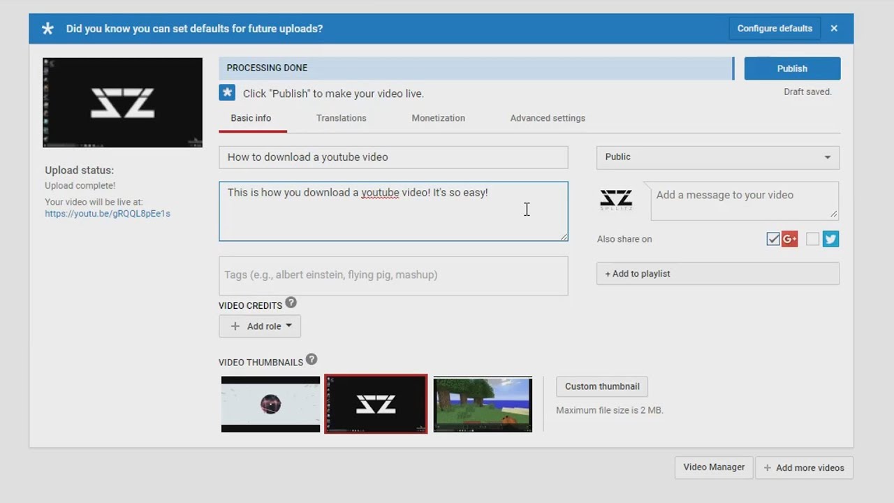 How to Upload a Video to Youtube for Beginners! (EASY TUTORIAL ...