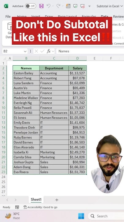 Don't Do Subtotal in Excel Manually‼️Instead Use Amazing Feature #exceltips #exceltutorial # ...
