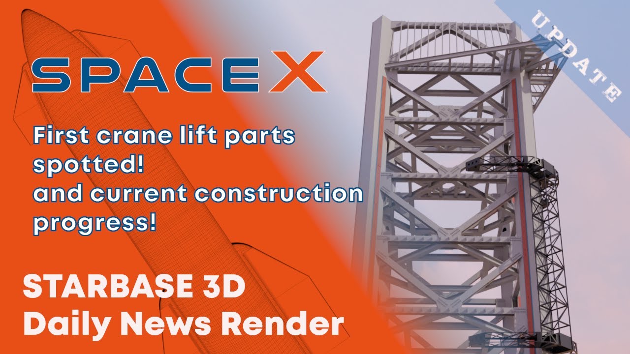 SpaceX first crane lift parts spotted & current launch tower progress ...