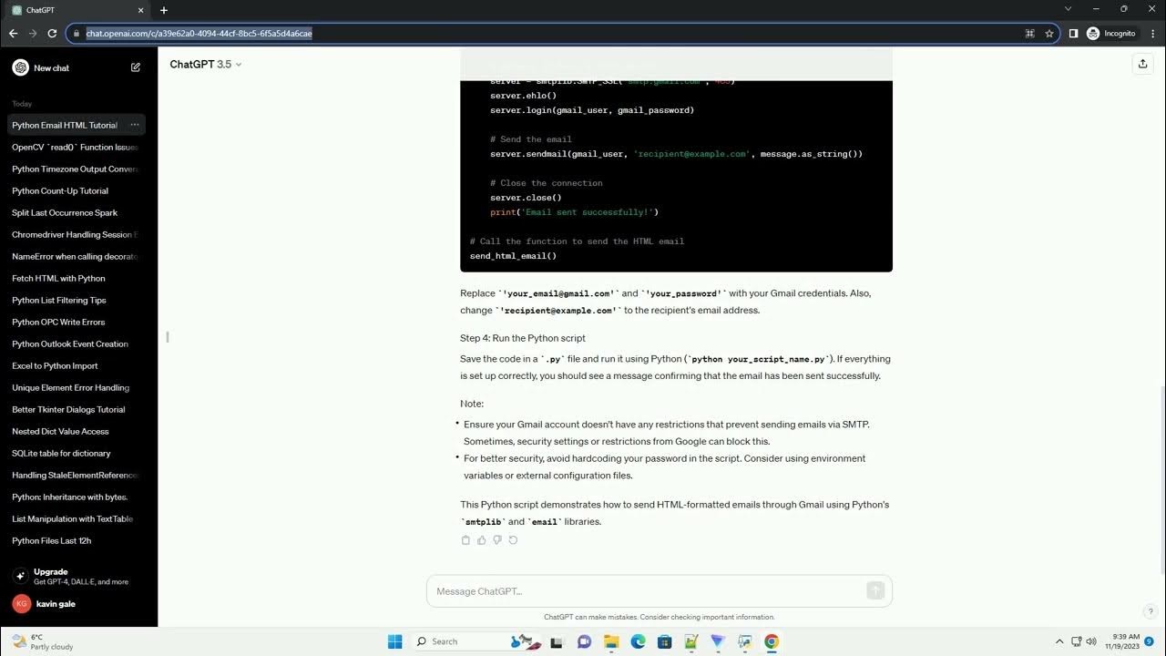 Text not showing when sending html gmail using python - YouTube