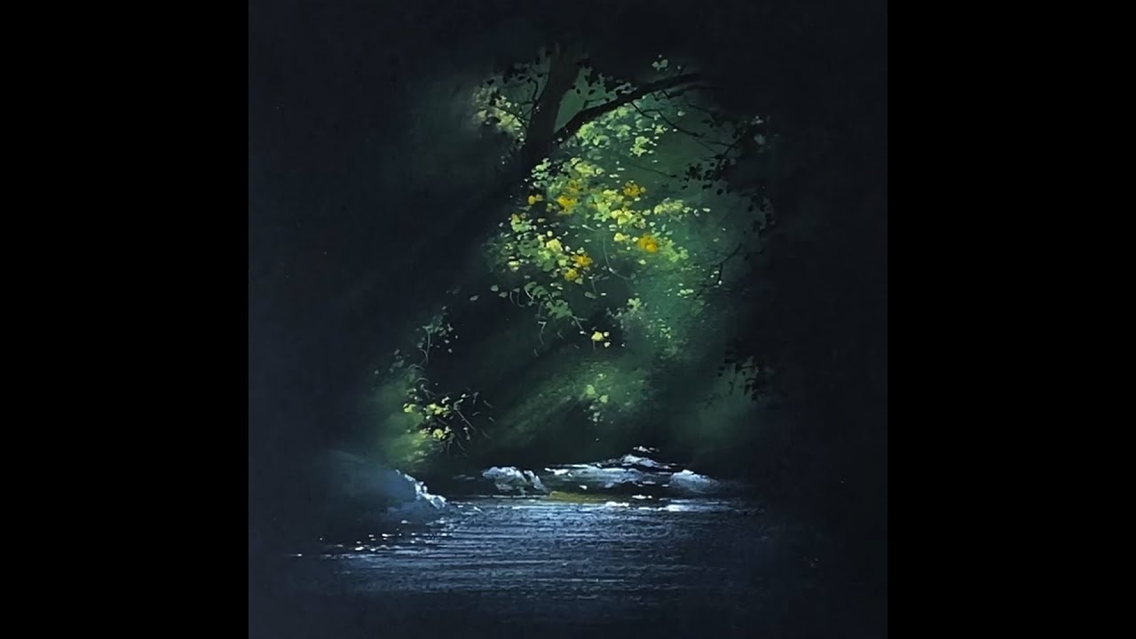 Beautiful forest scenery with a river - oil pastel drawing - YouTube