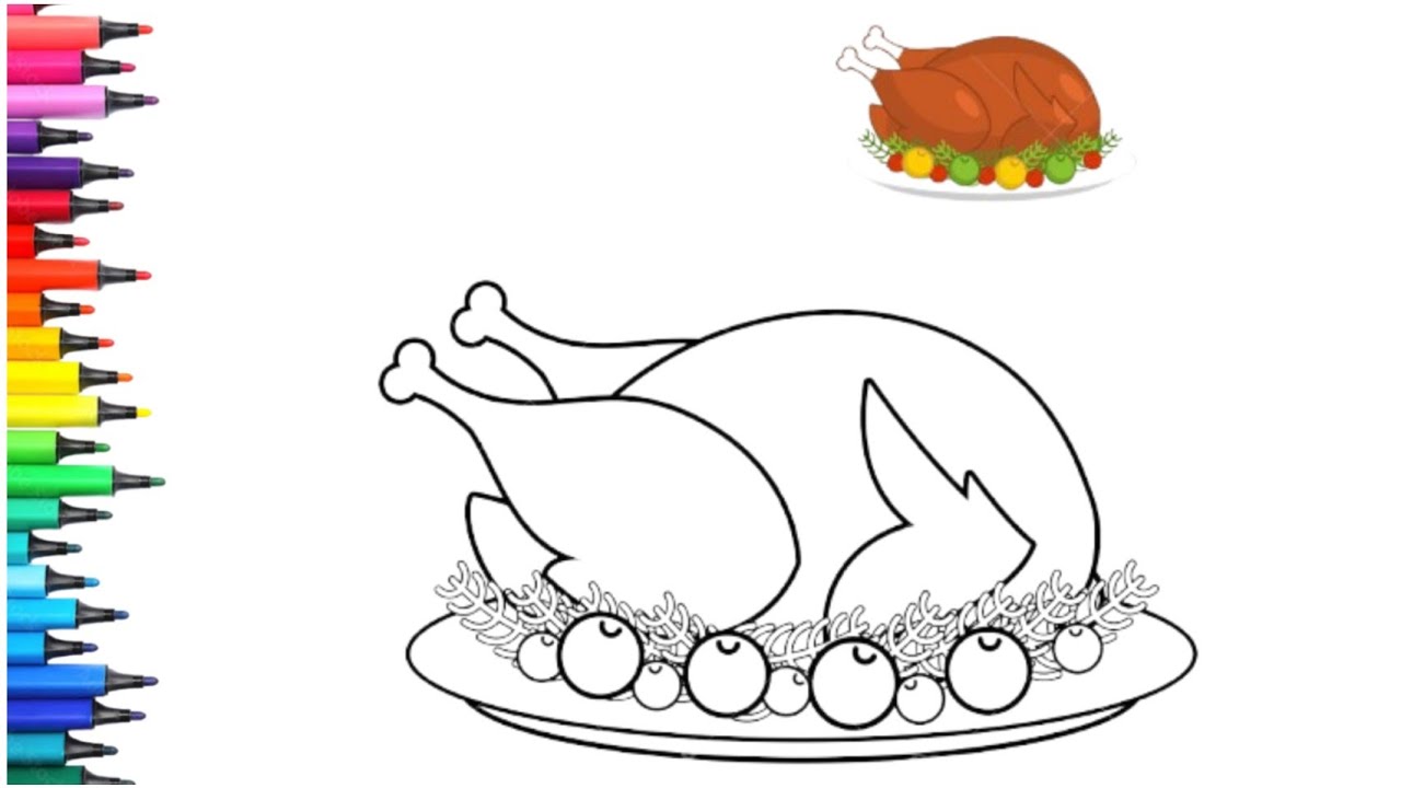 How to Draw Thanksgiving Dinner | Thanksgiving Dinner Drawing ...