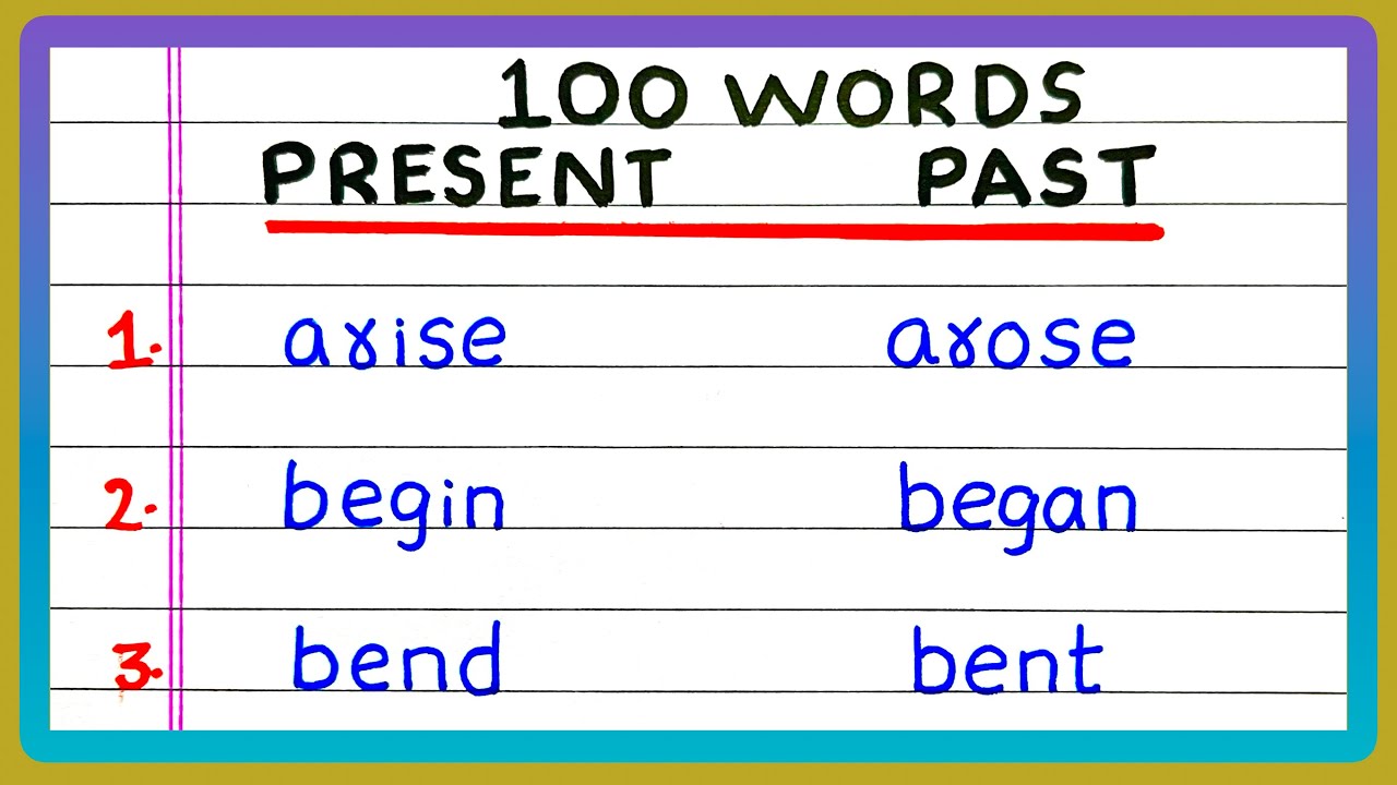 PRESENT AND PAST WORDS | 10 | 20 | 30 | 50 | 100 PRESENT AND PAST WORDS ...