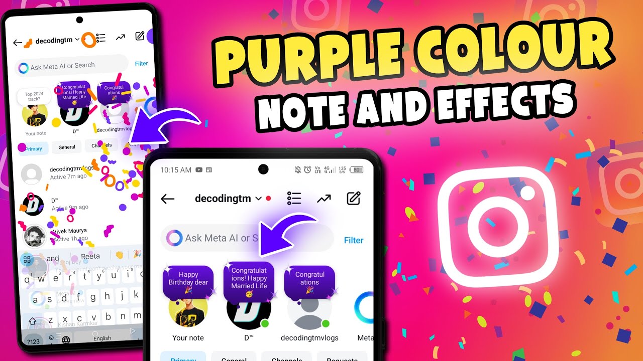 Instagram Notes Purple Colour Change Kaise Kare | Add Effects On ...