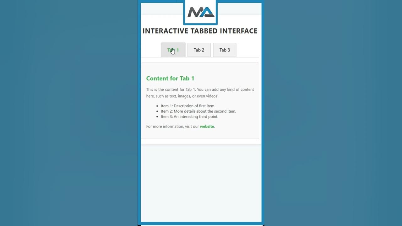 Create a Stylish Tabbed Interface in 60 Seconds! ⏱️ (HTML, CSS, jQuery) #shorts - YouTube