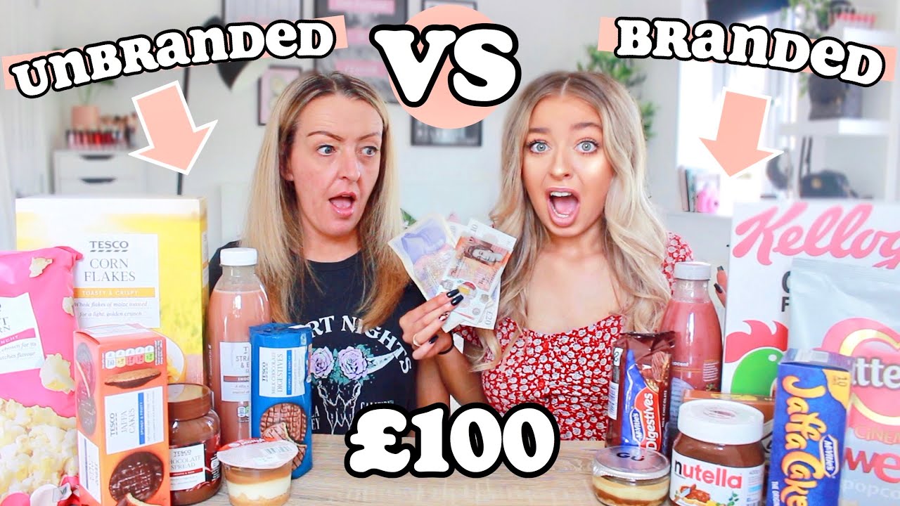 BRANDED VS UNBRANDED FOOD CHALLENGE! £100 PRIZE! - YouTube