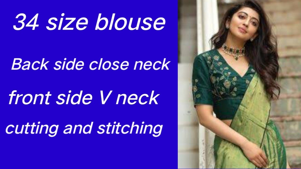 34 size blouse cutting and stitching #close neck blouse#V neck blouse# ...
