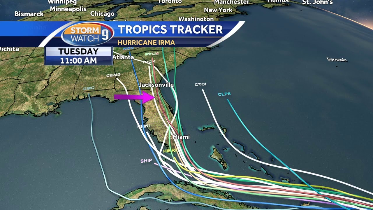 Hurricane Irma's current track sends it toward southern Florida - YouTube