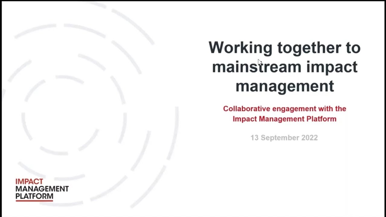 Collaborative engagement with the Impact Management Platform - YouTube