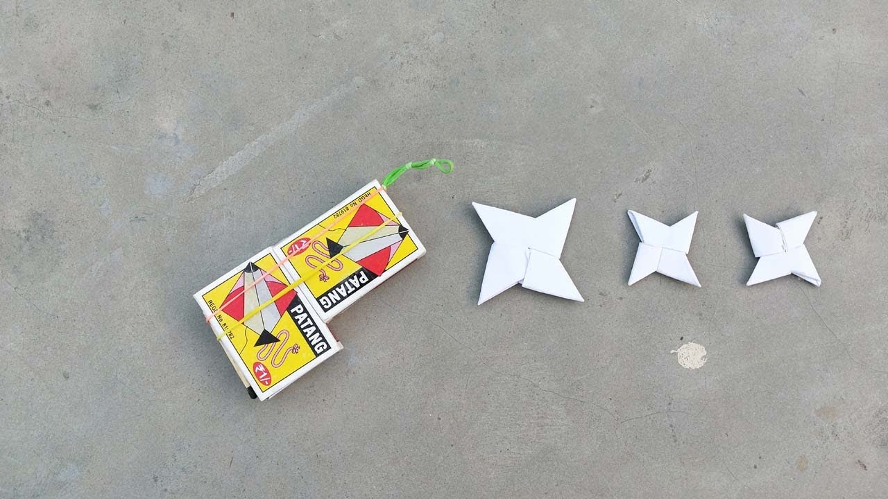 Paper Mini Ninja Star Gun | Matchbox gun | माचिस की गन बहुत आसान बंदूक ...