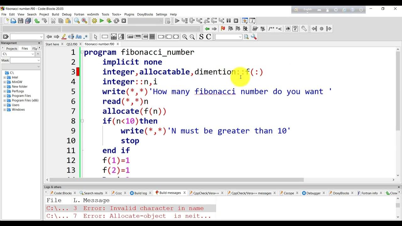 QS_3. How to get fibonacci numbers using fortran program || formatted ...
