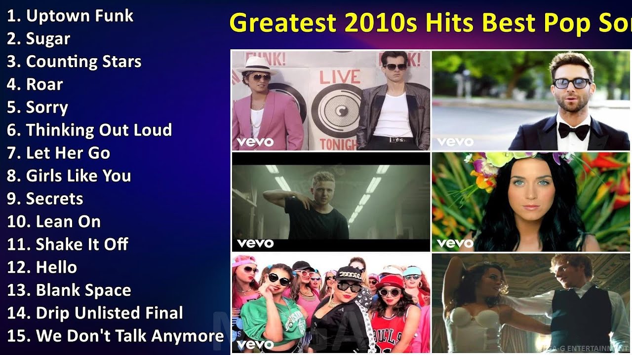 Greatest 2010s Hits Best Pop Songs of the Decade Playlist Top Pop Music ...