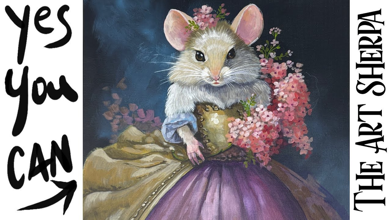Fantasy princess Mouse 🌟🎨 How to paint acrylics : Paint Night at Home ...