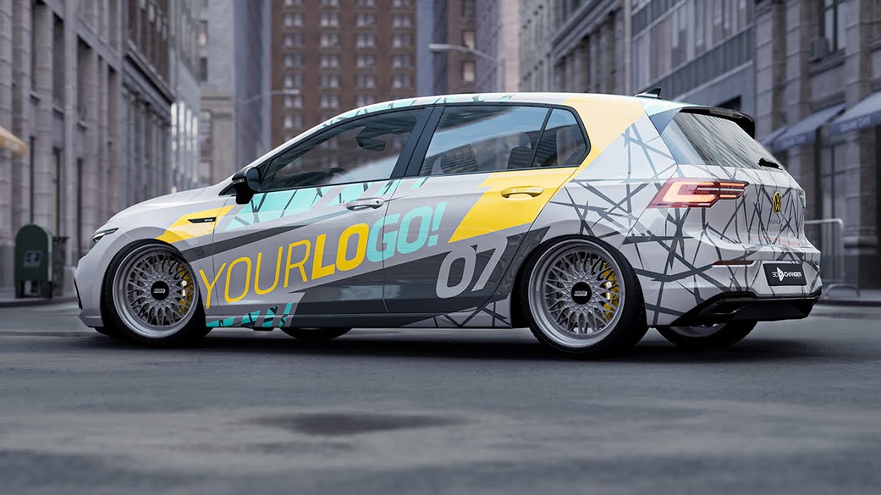 Golf Mk8 partial wrap visualization | 3D Changer PRO 3 - YouTube