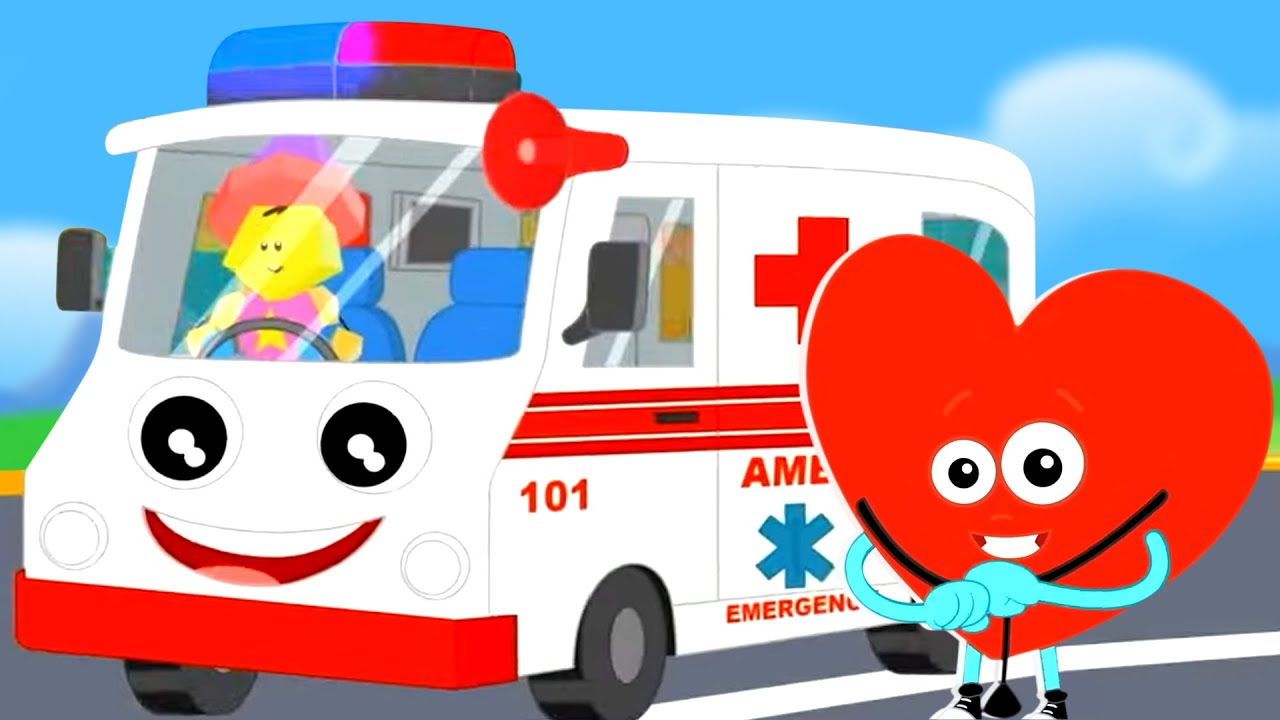 Wheels On The Ambulance, Emergency Vehicle and Cartoon VIdeos for Kids ...
