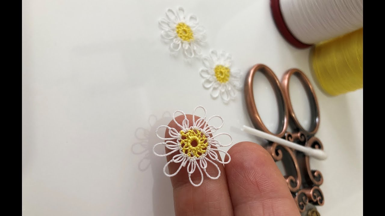 Kulak Çöpü İle yapılan çok merak edilen iğneoyası Papatya moodeli - YouTube