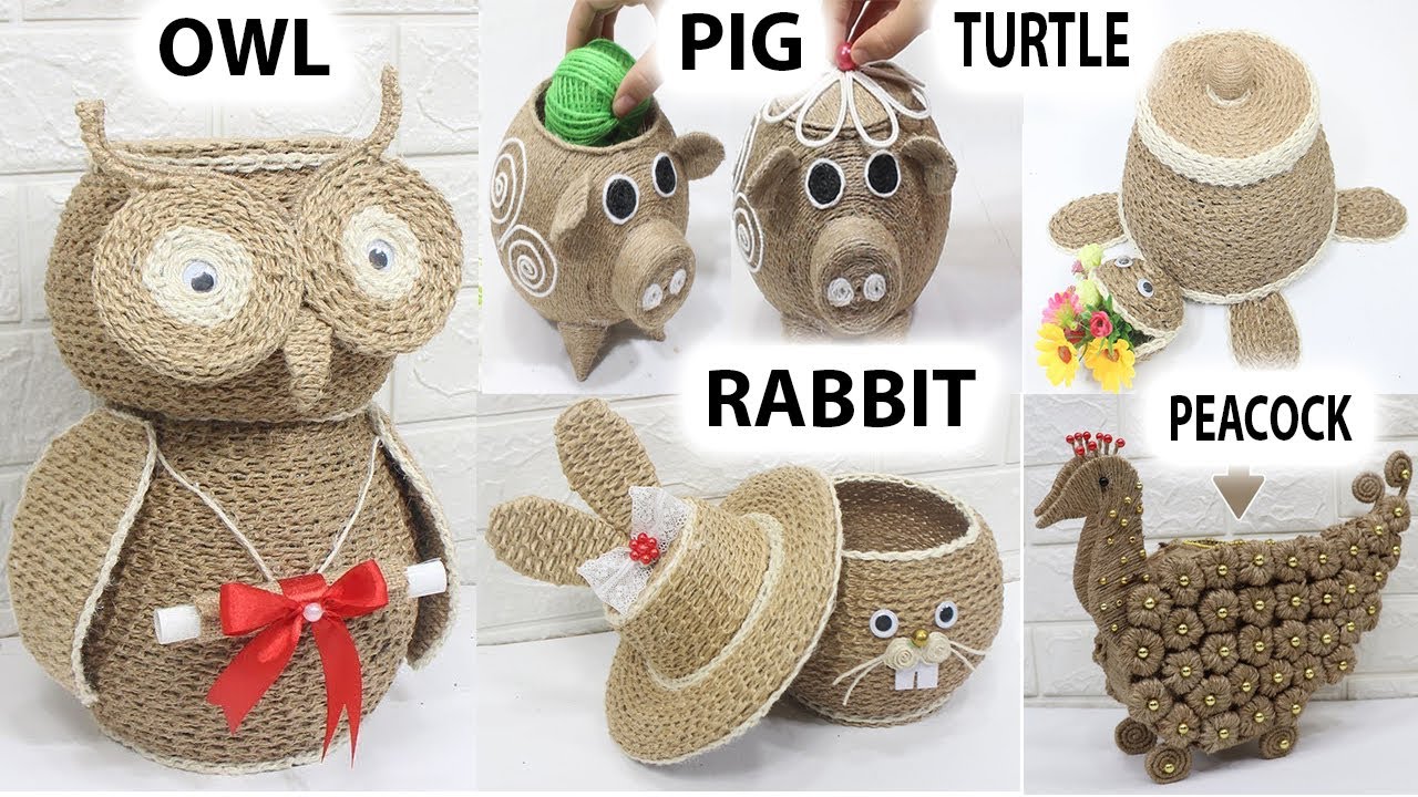 5 Animal style storage box from jute rope | Jute storage box - YouTube