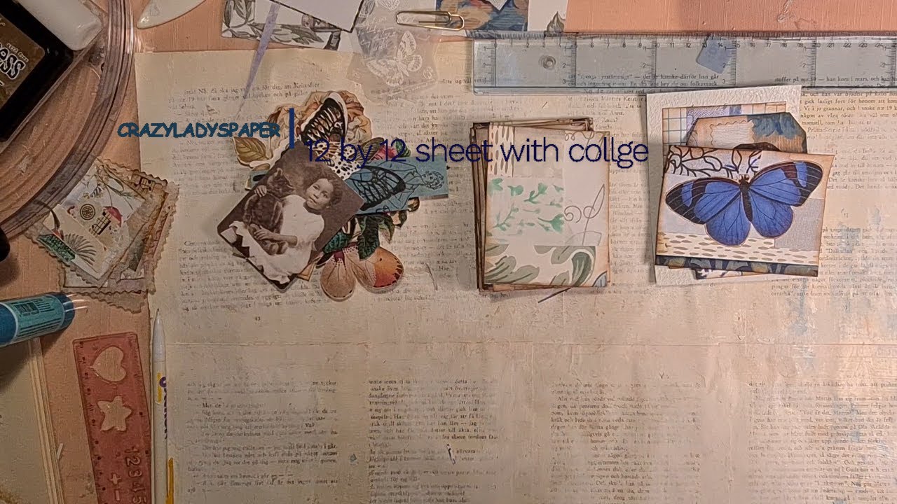 Collage on 12 by 12 cardstock - YouTube