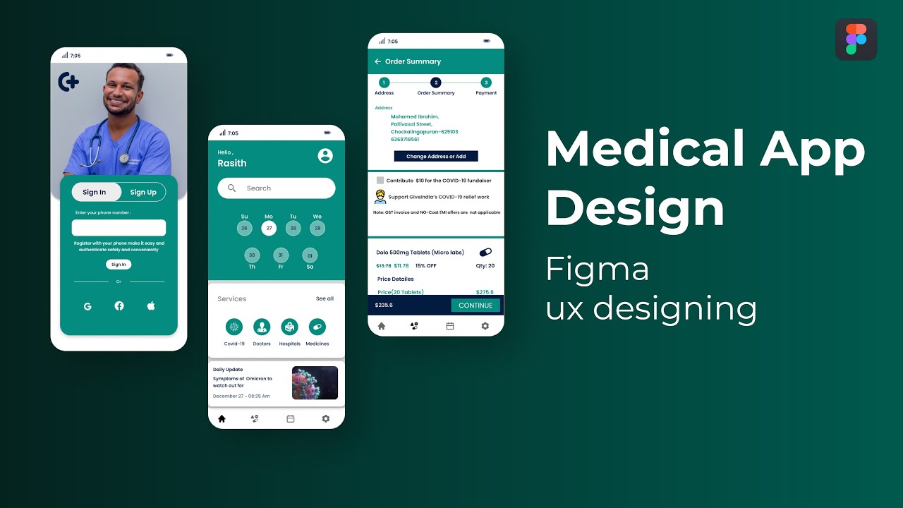 Daily UI/UX challenge 1/100 in #figma for Medical App|| Ux design and ...