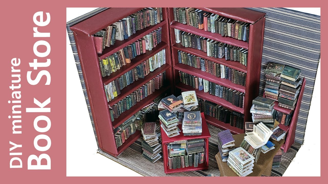DIY miniature house [ Bookstore] with Cardboard / ミニチュアドールハウス / 미니어쳐 ...