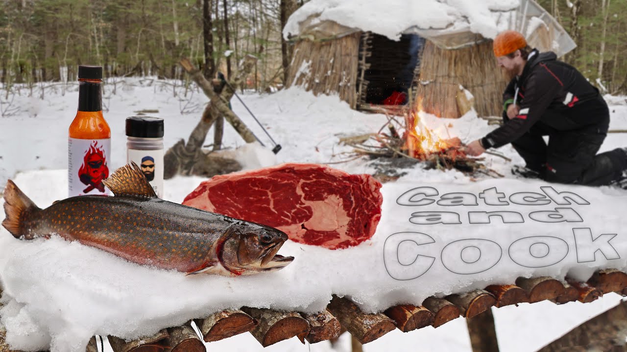 Catch'n Cook Steak and Brook Trout Ice Fishing !!! First Video of 2021 ...
