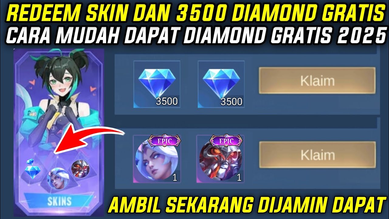 AMBIL SEKARANG SKIN DAN 3400 DIAMOND GRATIS - CARA MUDAH DAPAT DIAMOND MOBILE LEGENDS GRATIS ...
