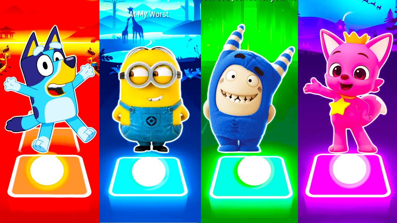 Bluey - Minions - Oddbods - Pinkfong ||| Tiles Hop EDM Rush - YouTube