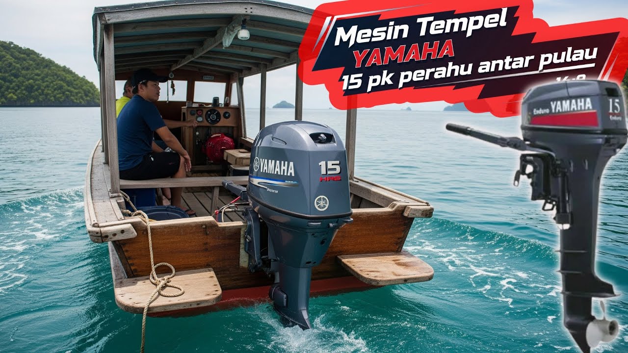 Mesin Tempel Perahu Yamaha 15 PK untuk Penyeberangan Pulau di pantai ...