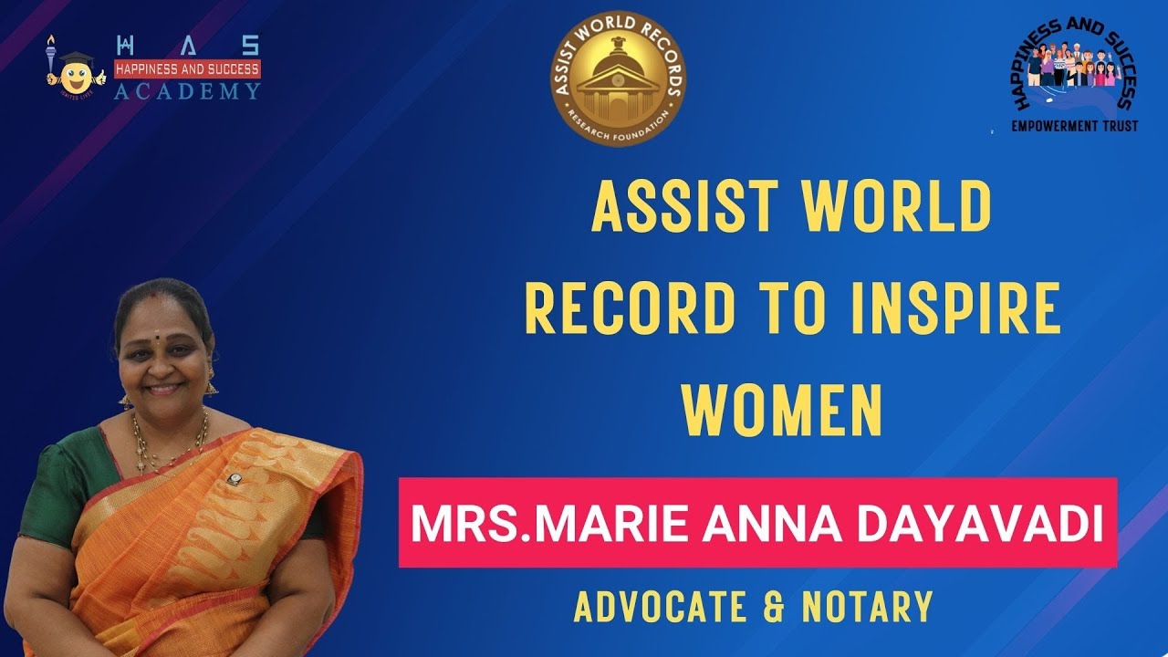 ASSIST WORLD RECORD - Mrs.MARIE ANNA DAYAVADY - YouTube