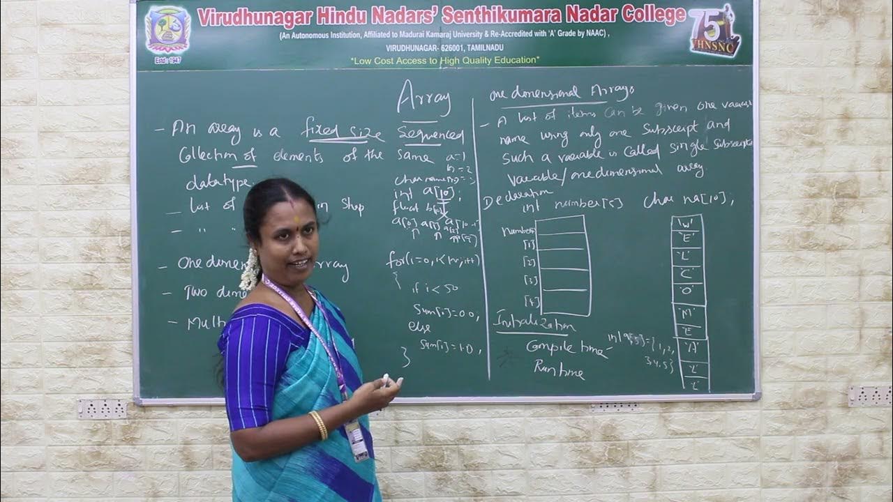 Arrays | Programming in C | V.H.N.S.N.C (Autonomous) - YouTube