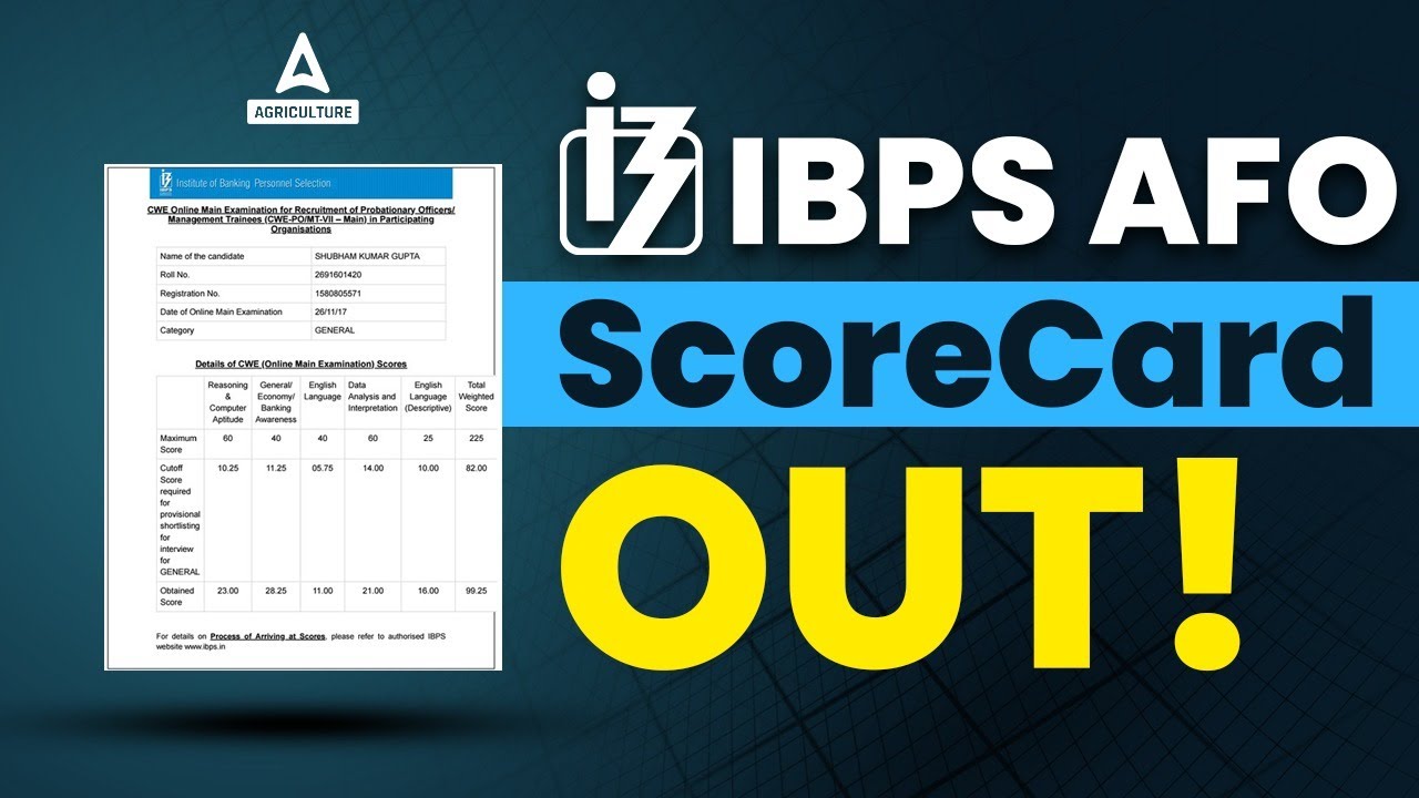 IBPS AFO Mains Score Card 2023 Out | IBPS AFO Score Card 2023 Out Now ...