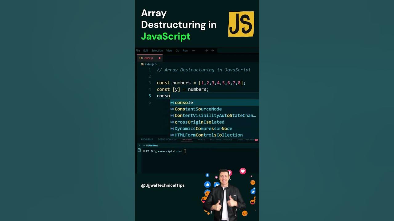Array Destructuring in JavaScript || #viralvideo #shortvideo #shorts #trending #trending #tech ...