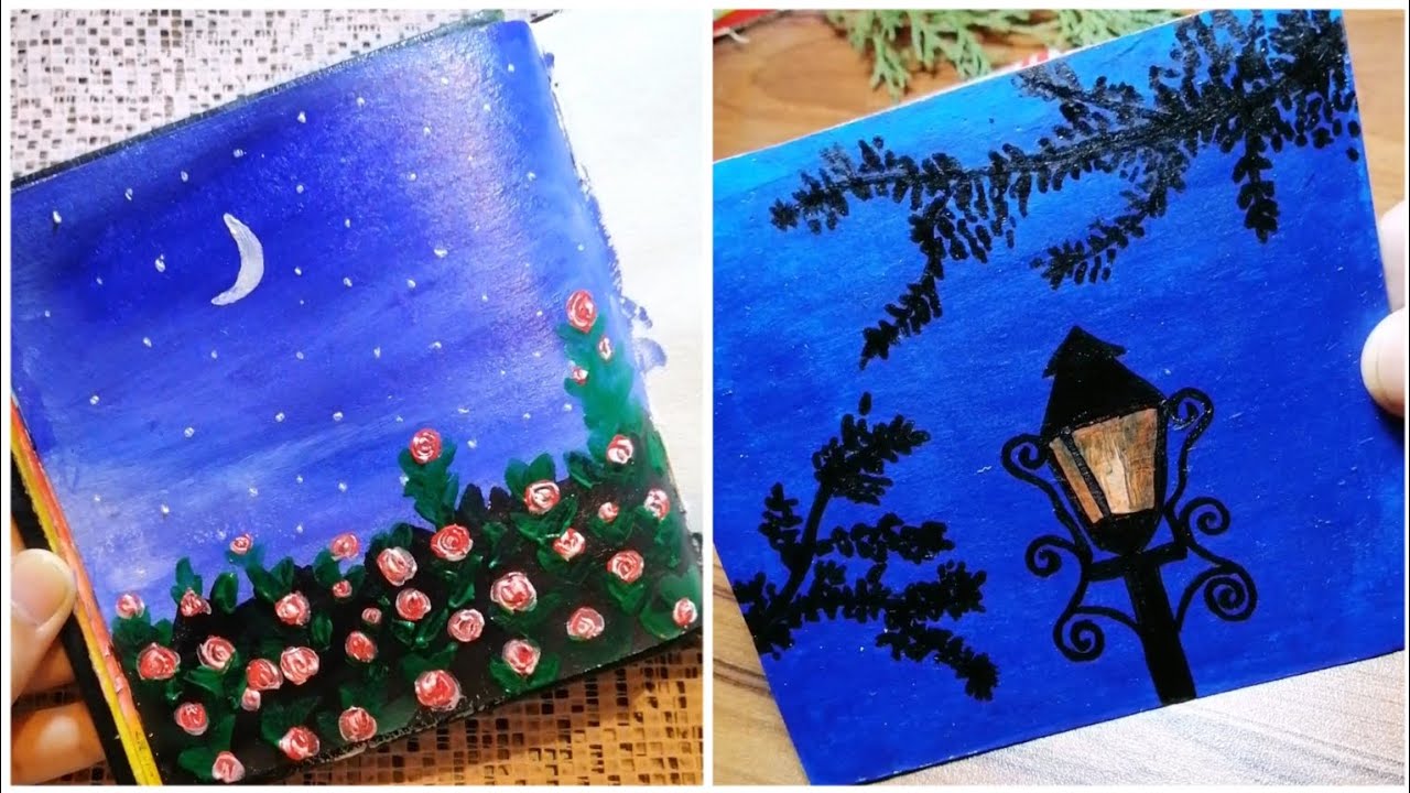 2 Creative Night Painting Idea Step by Step for Beginner's - YouTube