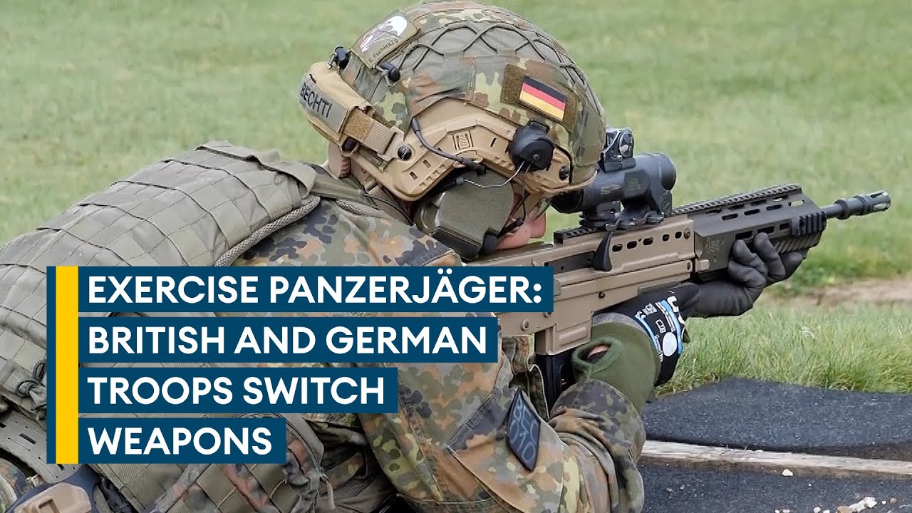 British and German troops try out each other's weapons on tank hunting ...