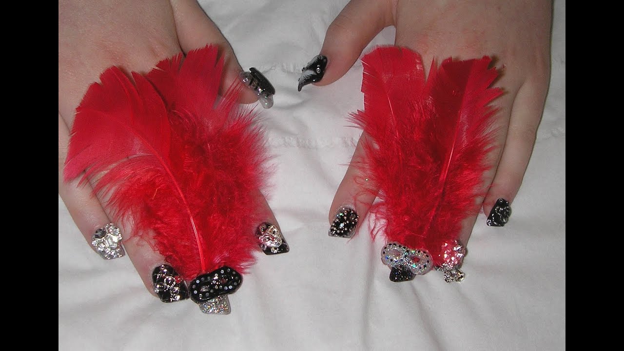 Acrylic Fantasy Nail Art ~ Masquerade Nails - YouTube