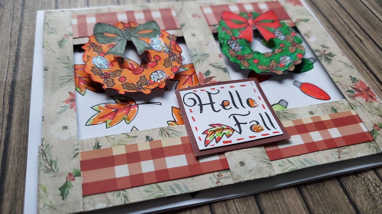 Live Crafting Fall Meets Christmas Card - YouTube