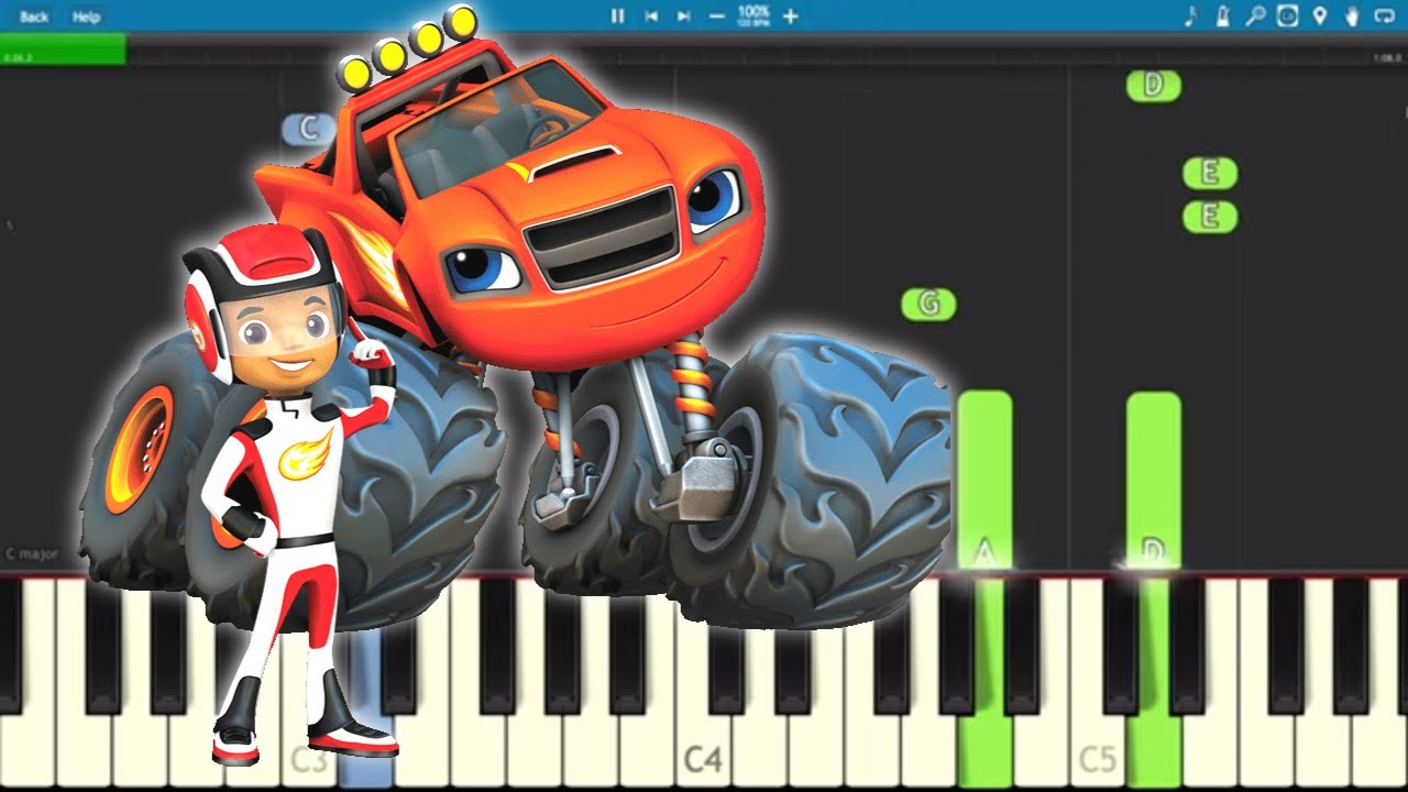 Blaze and the Monster Machines - Theme Song - EASY Piano Tutorial - YouTube
