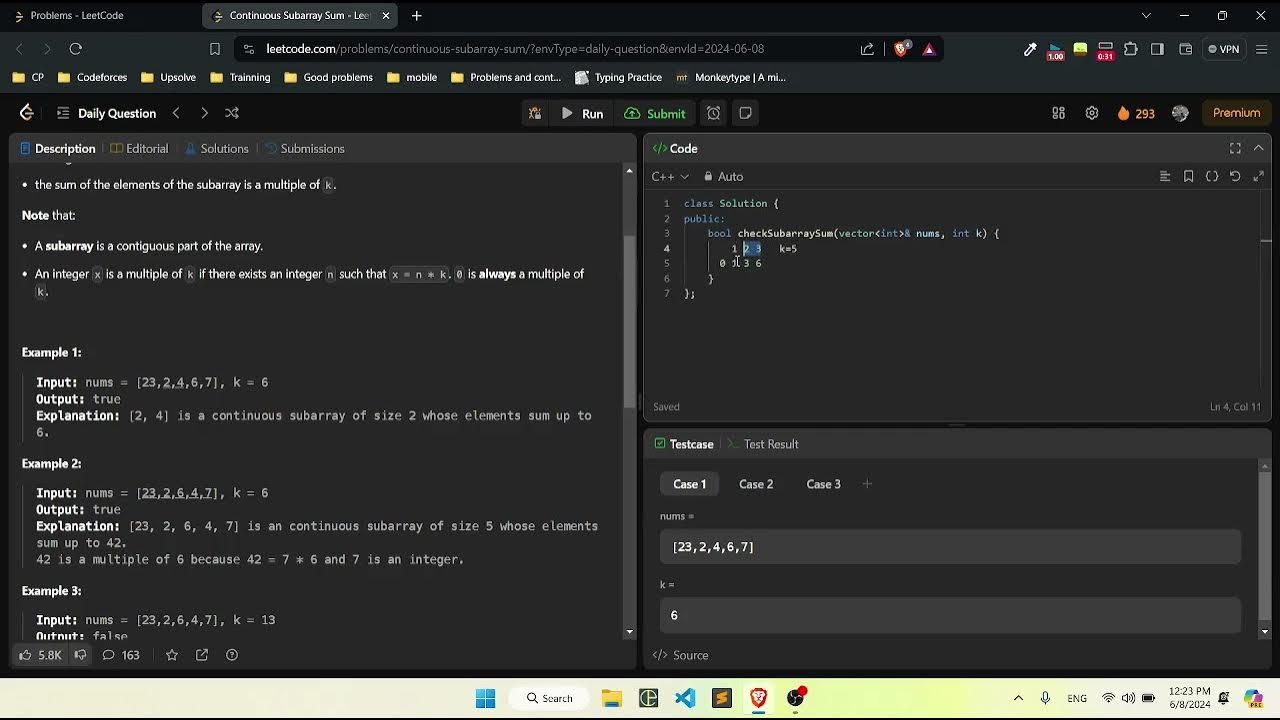 523. Continuous Subarray Sum (Leetcode Medium) - YouTube