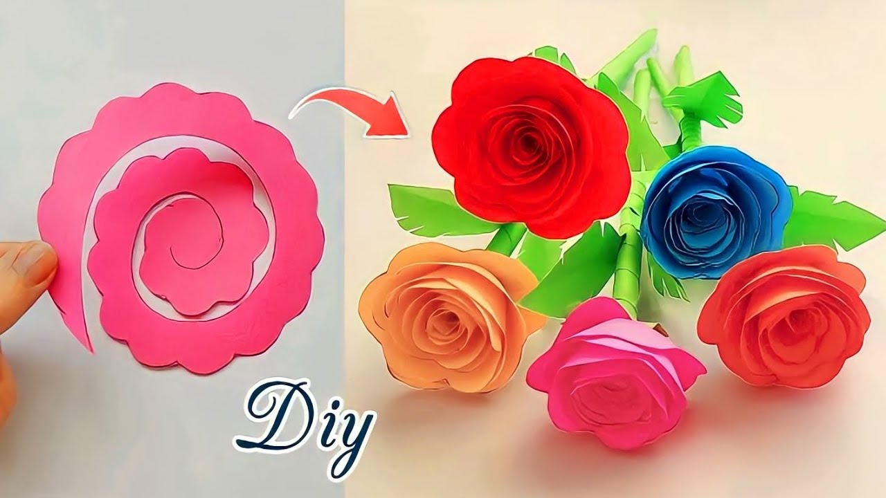 Easy and Beautiful Paper Rose Making 🌷 How To Make Flower Rose, DIY ...