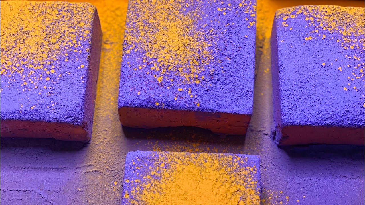 Dyed Gym Chalk Blocks with Holi Powders - YouTube