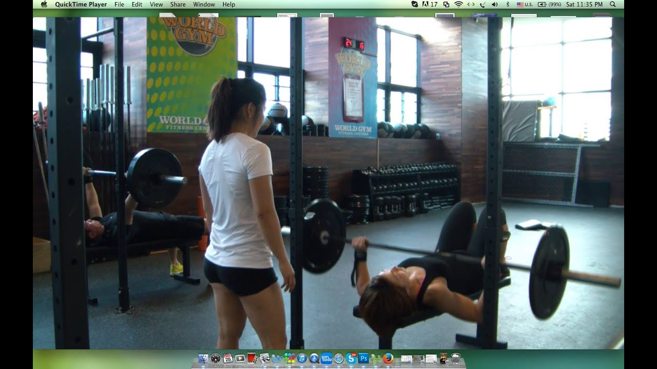 Girls' Training BenchPress Strength / Bicept Curl - YouTube