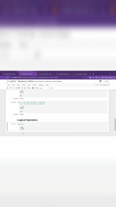 Introduction To Jupyter Notebook Part 13 What Is Logical Operators In Python Jupyternotebook